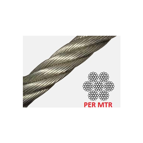 16mm 7 x 19 Wire Rope S/Steel 316Gr Cut Length per Meter